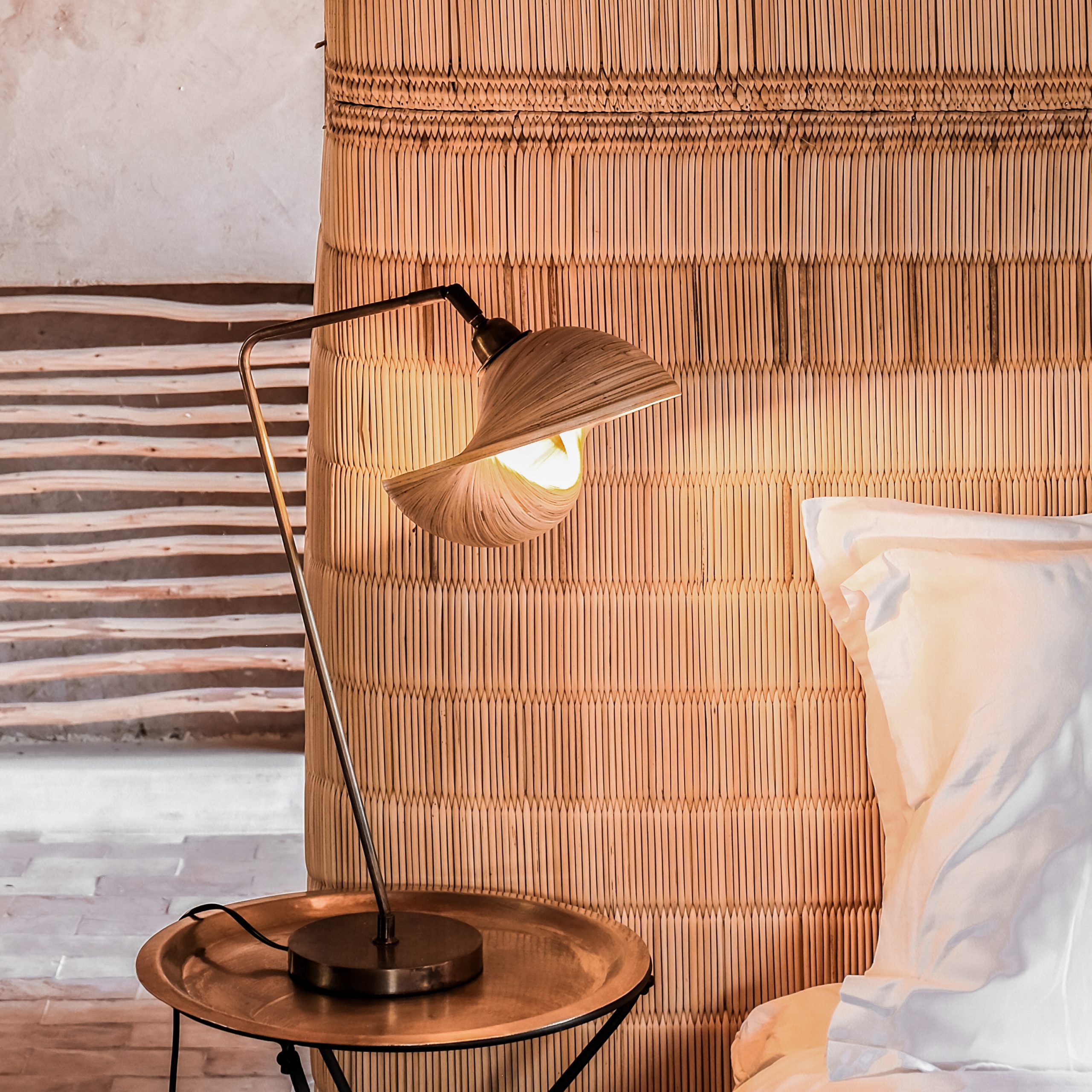 Natural Bamboo Kirana Arc Lamp 30 by Sooka Interior